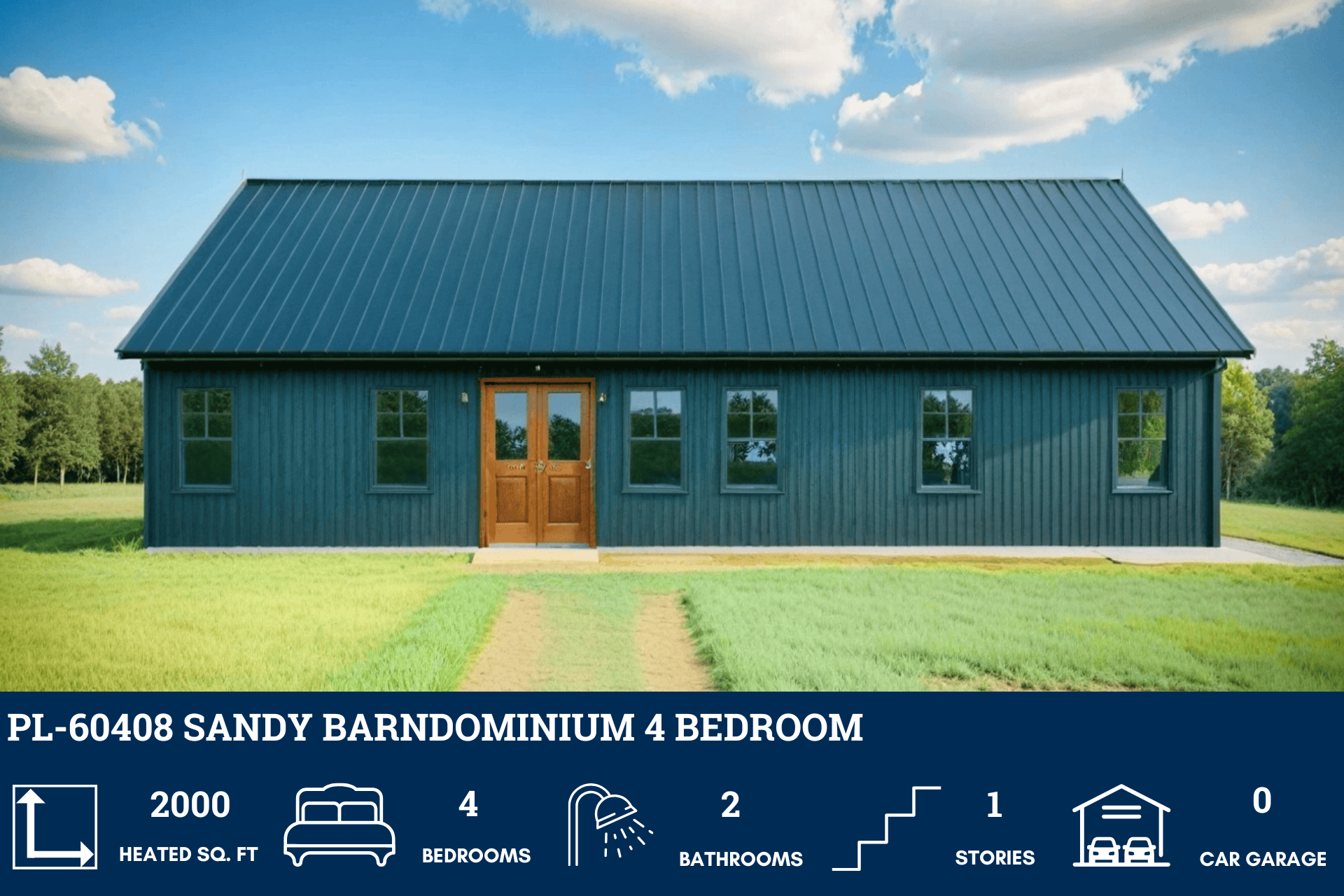 Modern Sandy Barndominium House Plan PL-60408 - BarndominiumPlans