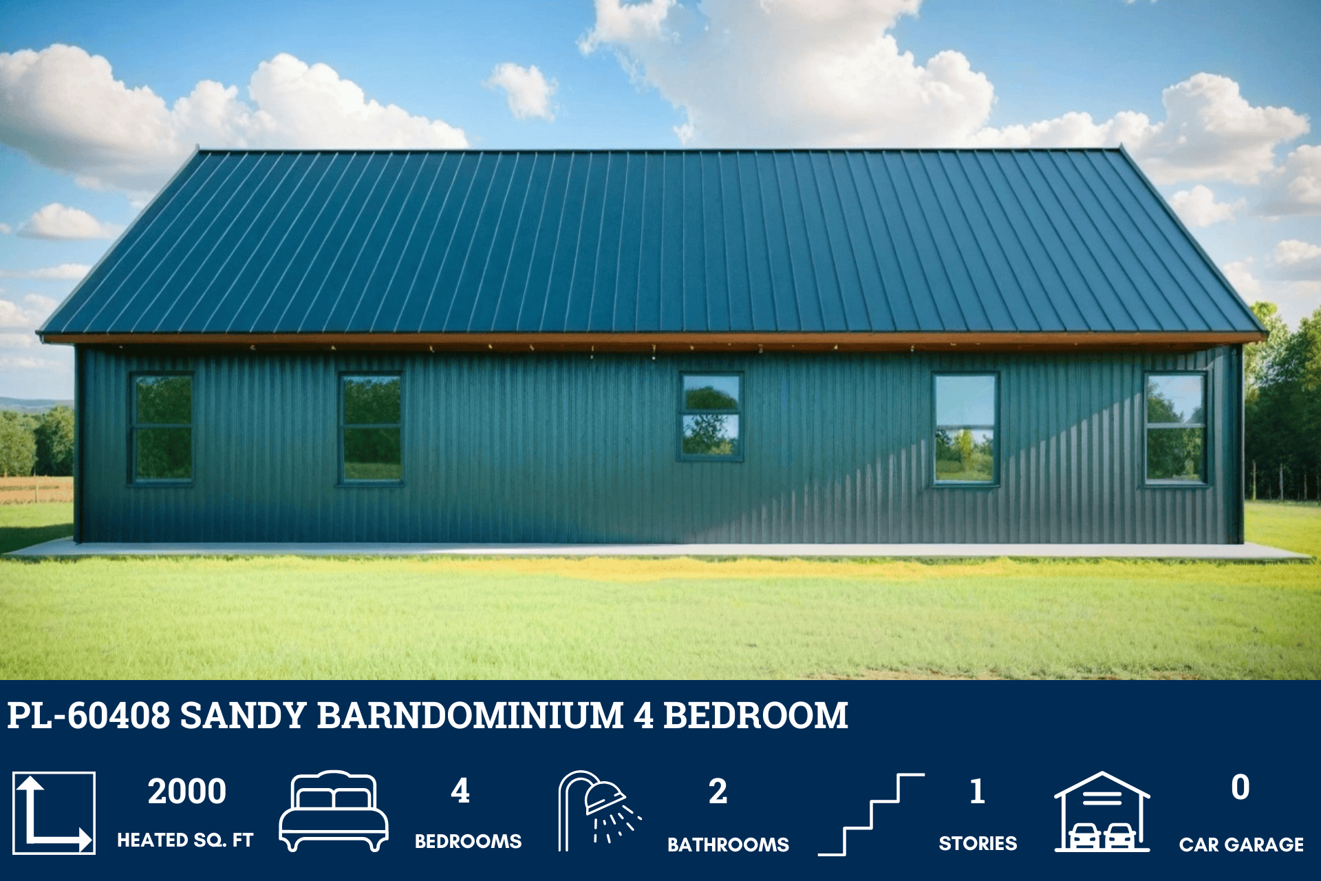 Modern Sandy Barndominium House Plan PL-60408 - BarndominiumPlans
