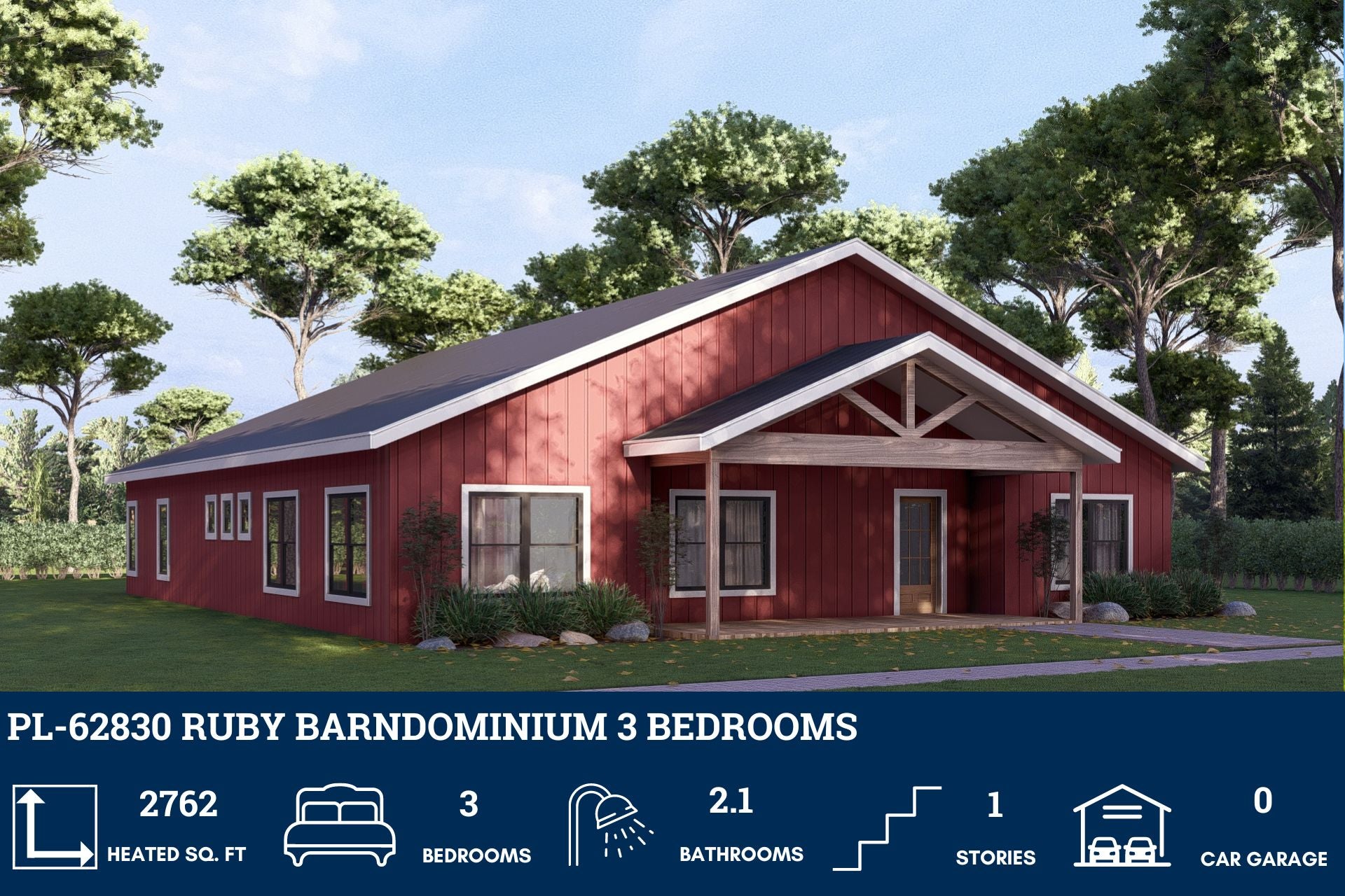 Ruby Barndominium House Plan PL-62830 - BarndominiumPlans